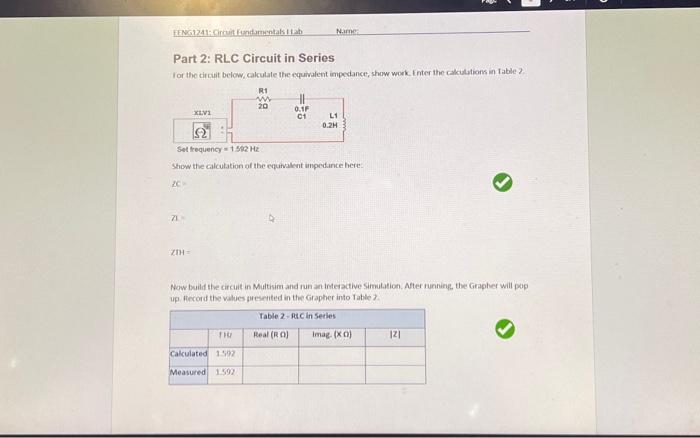 Solved Part 1: RC Circuit For the circuit below, Calculate | Chegg.com