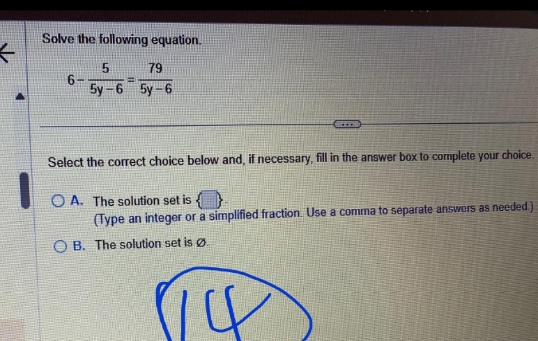 Solved Solve The Following Equation 6 55y 6 795y 6select The