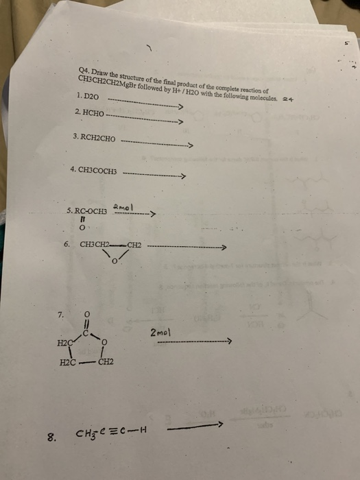 Solved Q4. Draw the structure of the final product of the | Chegg.com