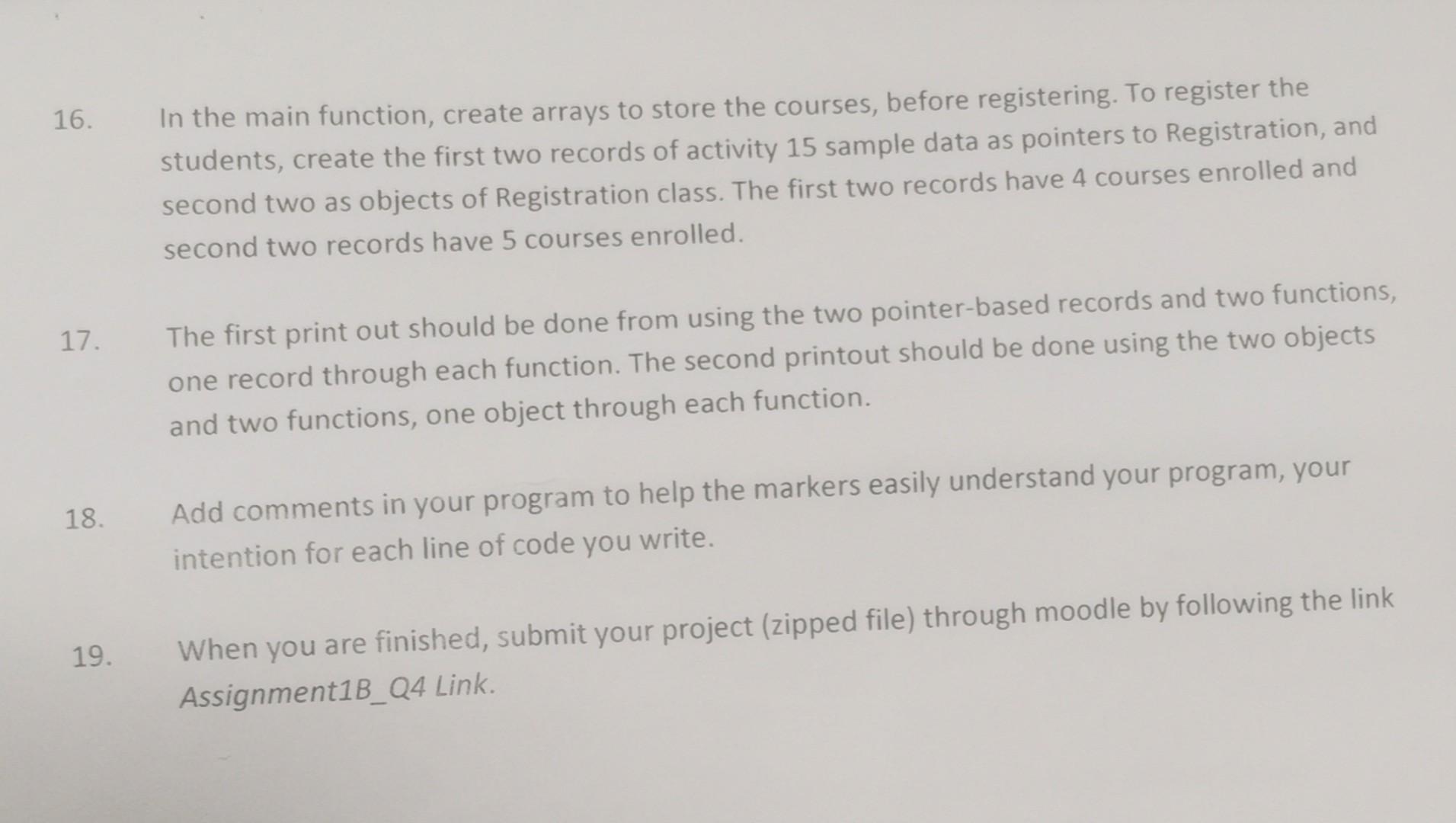 Solved Question 4 Pointers, Structure and Classes 9. Create | Chegg.com