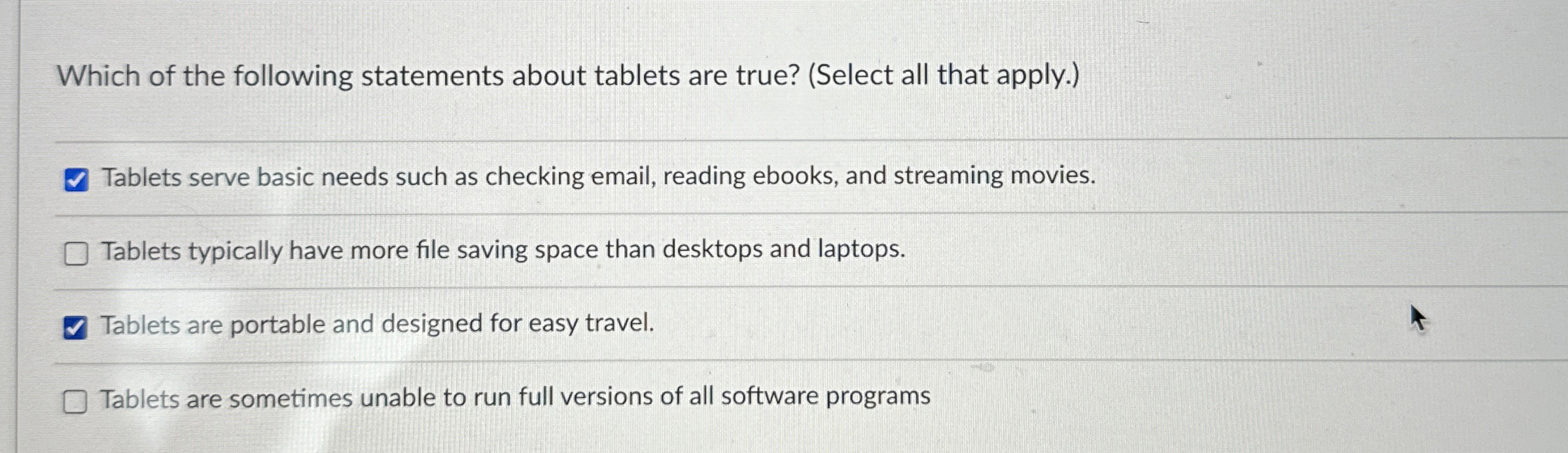 Solved Which of the following statements about tablets are | Chegg.com