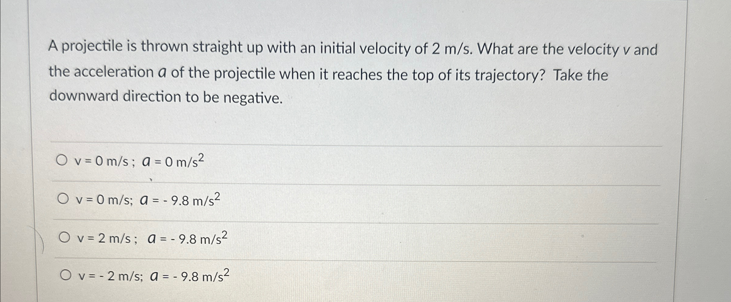 Solved A projectile is thrown straight up with an initial | Chegg.com