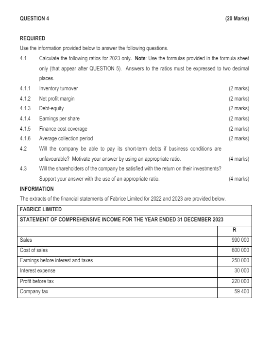 Solved QUESTION 3(20 ﻿Marks)REQUIREDStudy the information | Chegg.com
