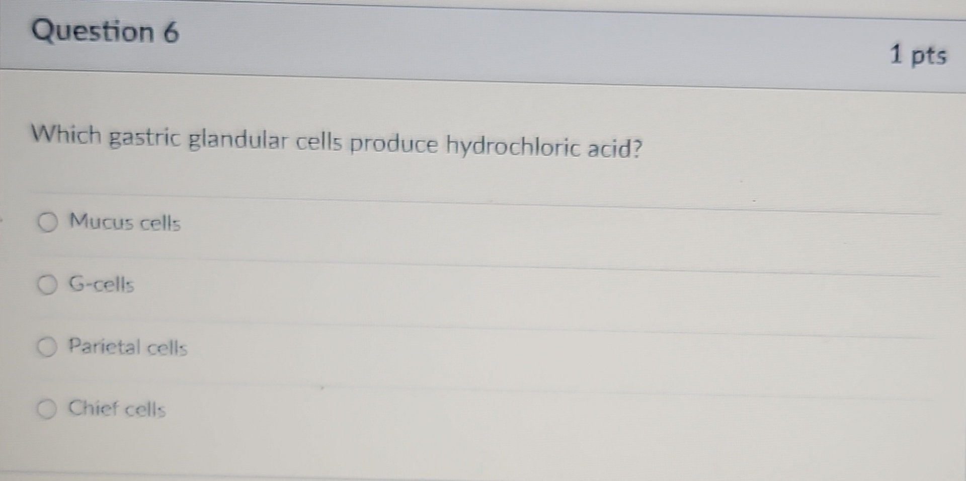 Solved Question 61 ﻿ptsWhich gastric glandular cells produce | Chegg.com