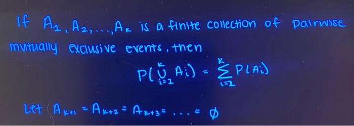 Solved If A1,A2,…,Ak is a finite collection of pairwise | Chegg.com