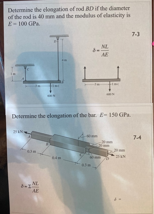 Solved Determine the elongation of rod BD if the diameter of | Chegg.com