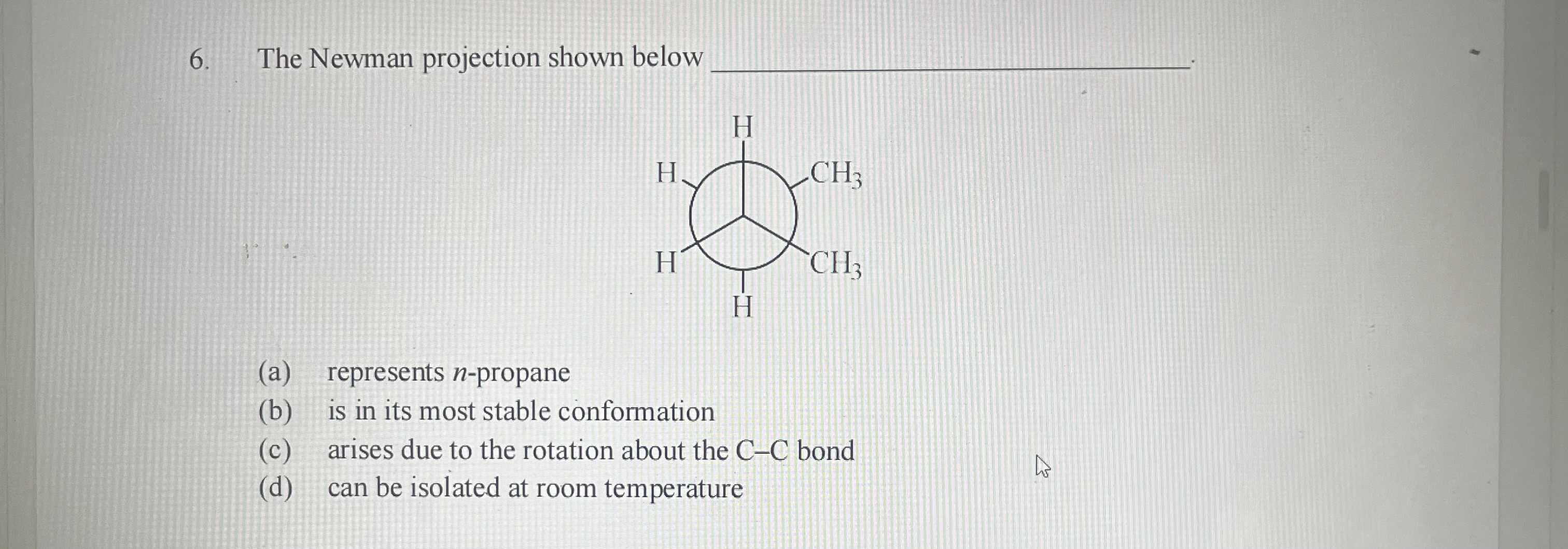 Solved The Newman projection shown below q, .(a) ﻿represents | Chegg.com