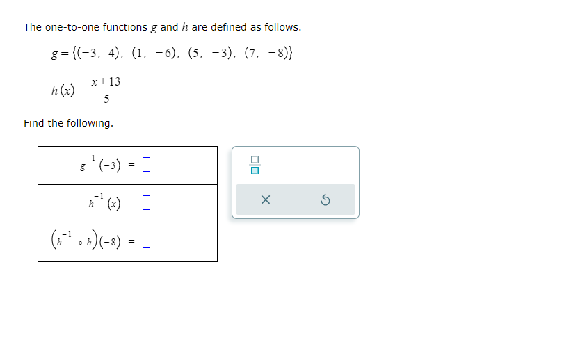 Solved The one-to-one functions g ﻿and h ﻿are defined as | Chegg.com