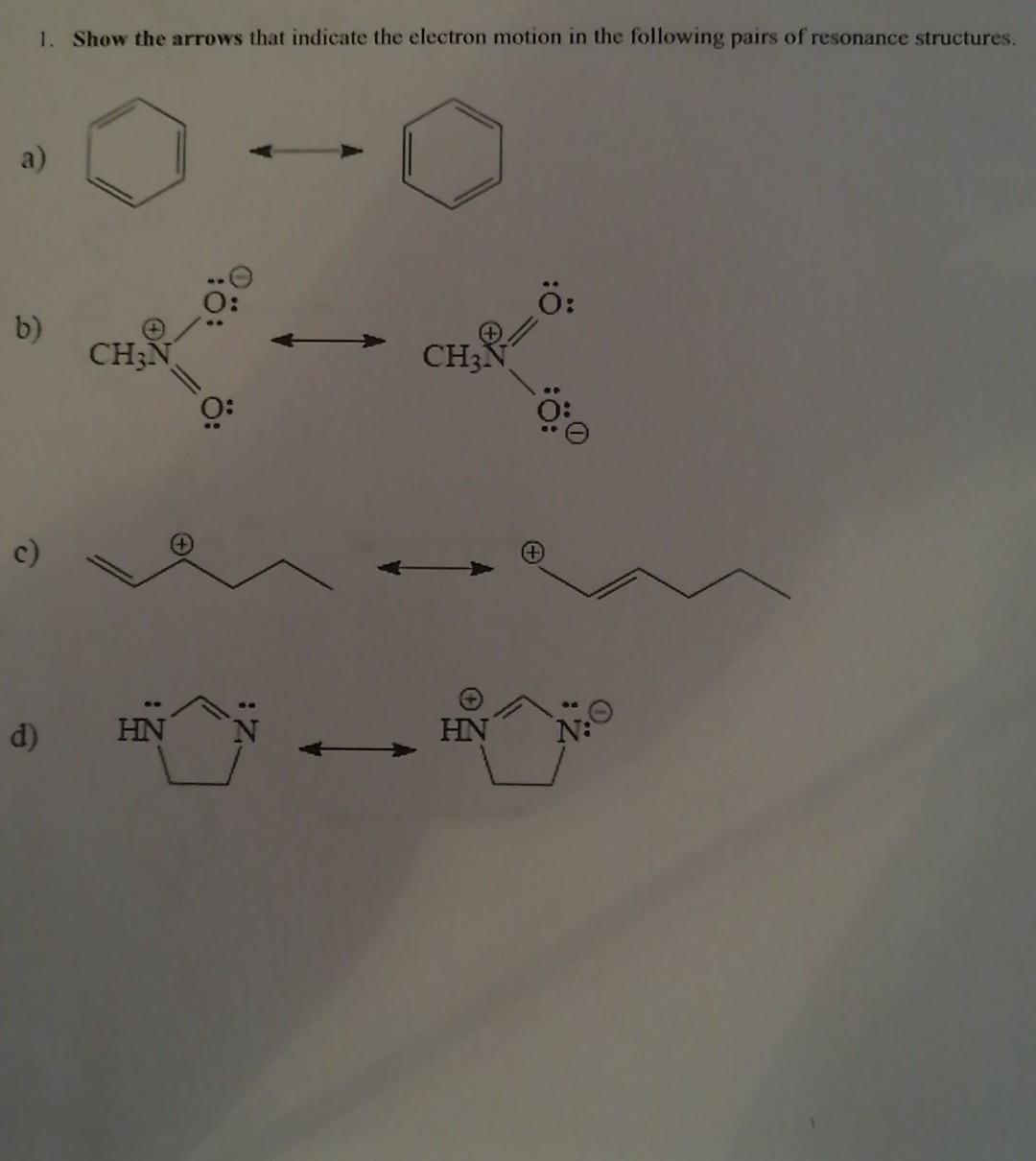 Solved 1. Show the arrows that indicate the electron motion | Chegg.com