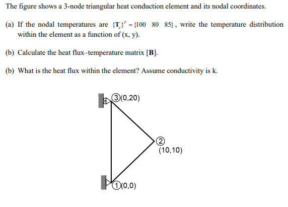 Solved The figure shows a 3-node triangular heat conduction | Chegg.com