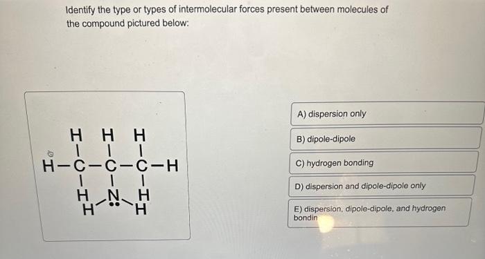 Solved Identify the type or types of intermolecular forces | Chegg.com