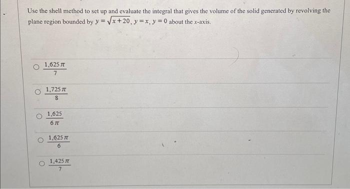 Solved Use the shell method to set up and evaluate the | Chegg.com