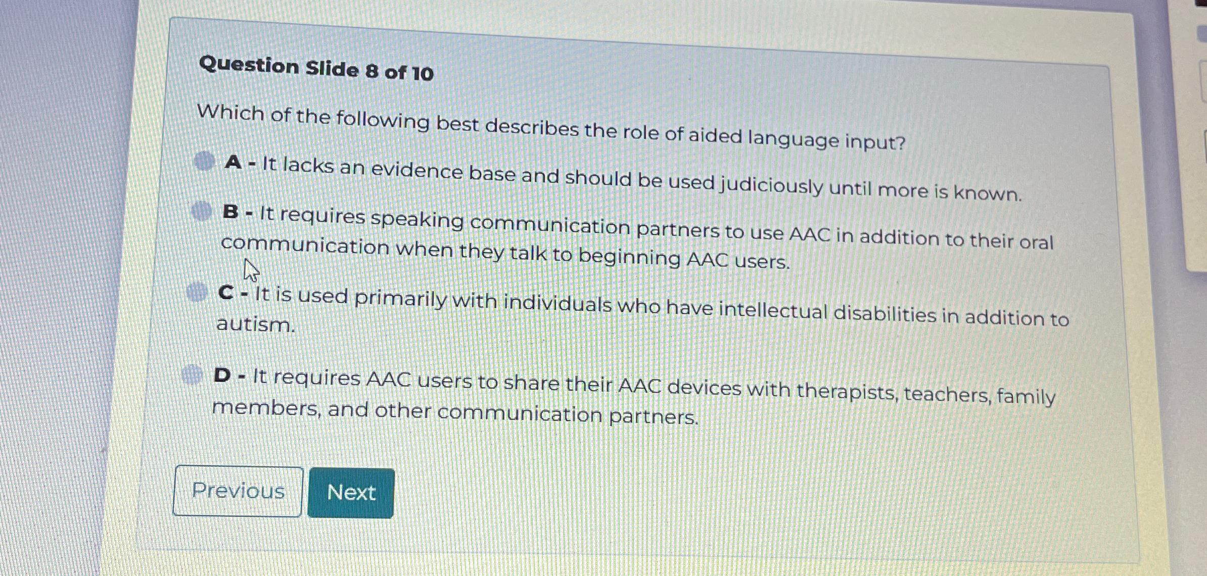 Solved Question Slide 8 ﻿of 10Which of the following best | Chegg.com