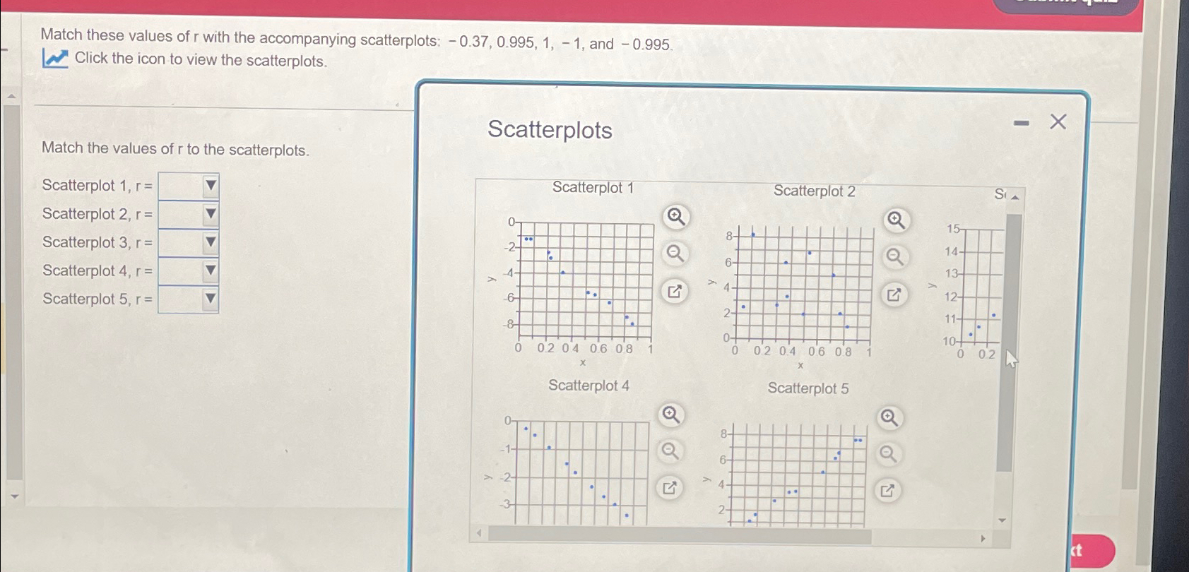Match these values of r ﻿with the accompanying | Chegg.com