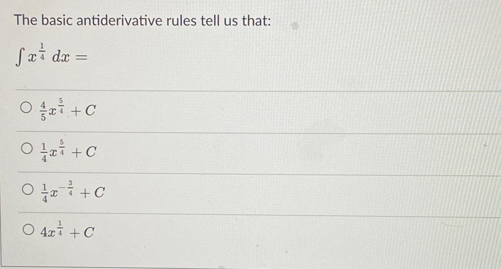 Solved The basic antiderivative rules tell us | Chegg.com