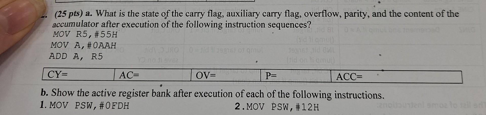 Solved 25 Pts A What Is The State Of The Carry Flag 