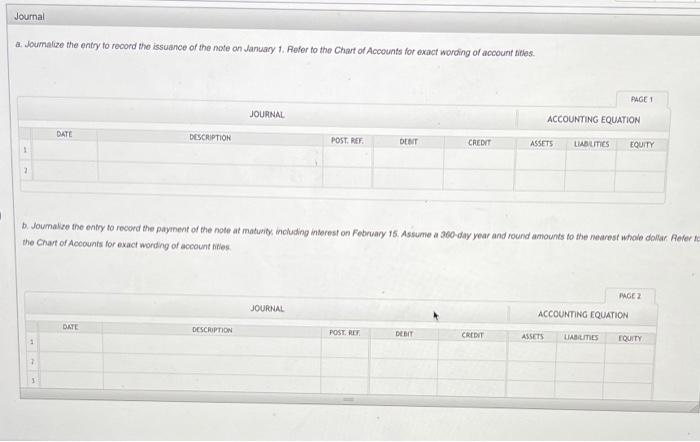 Solved Entries for notes payable Instructions Chart of | Chegg.com
