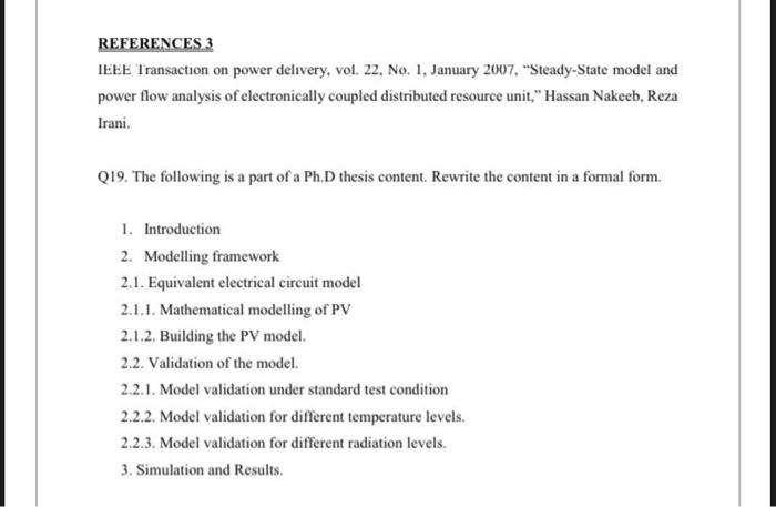 Solved REFERENCES 3 IEEE Transaction on power delivery, vol. | Chegg.com