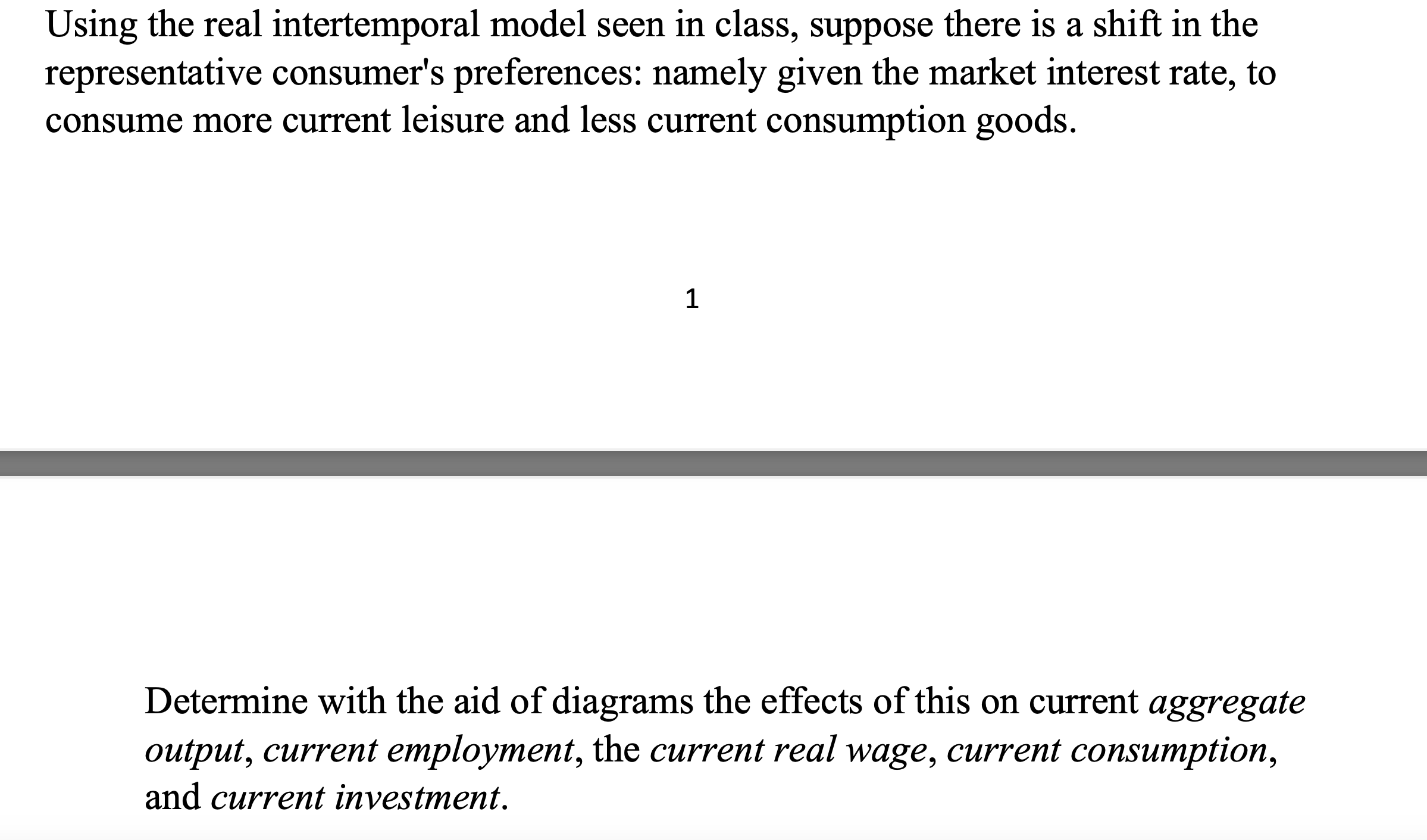 Solved Using the real intertemporal model seen in class, | Chegg.com