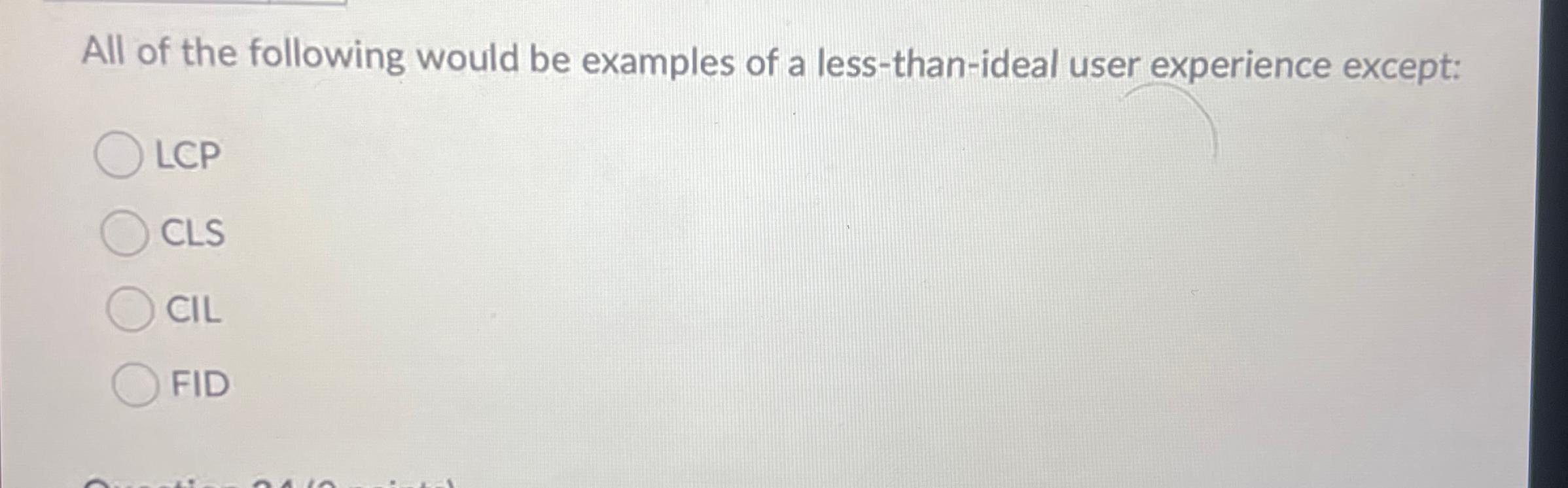 Solved All of the following would be examples of a | Chegg.com