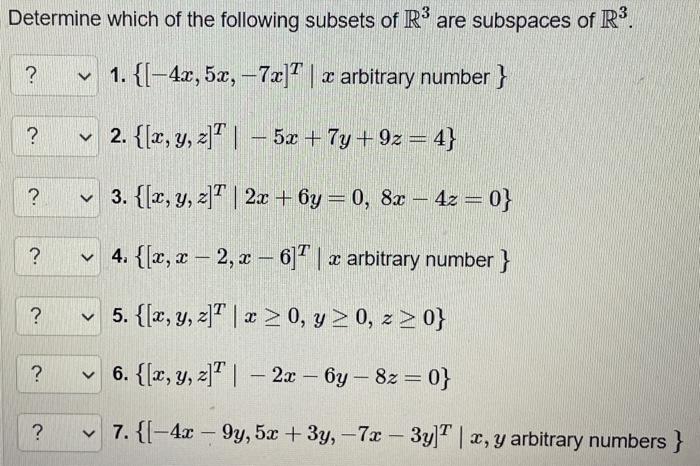 Solved Determine which of the following subsets of R3 are | Chegg.com