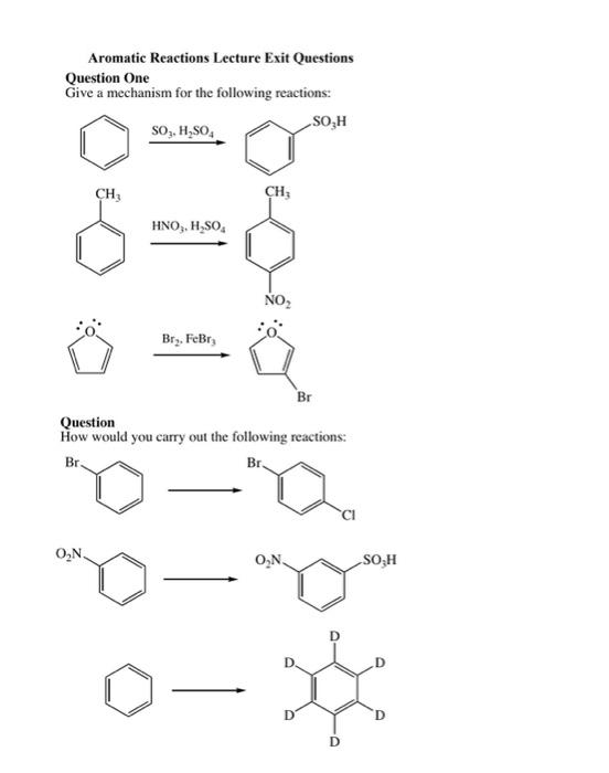 Solved Aromatic Reactions Lecture Exit Questions Question | Chegg.com