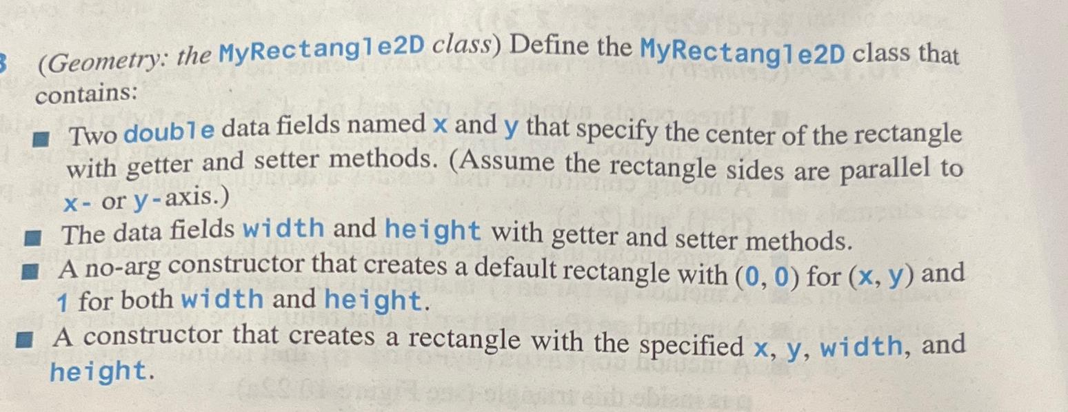Solved (Geometry: the MyRectang1 ﻿e2D class) ﻿Define the | Chegg.com
