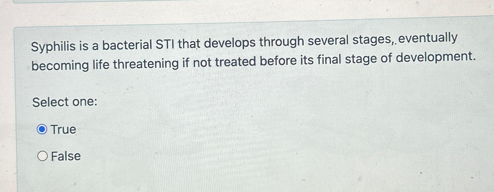 Solved Syphilis is a bacterial STI that develops through | Chegg.com