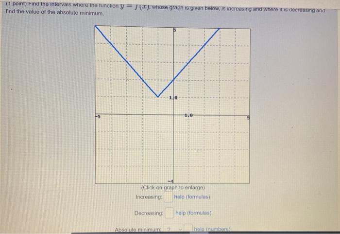 Solved (1 pointy Find the intervals where the function y = | Chegg.com