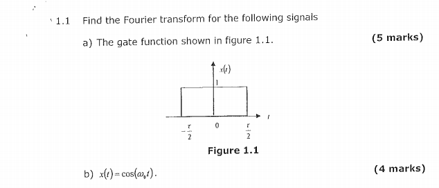 Solved 1.1 Find the Fourier transform for the following | Chegg.com