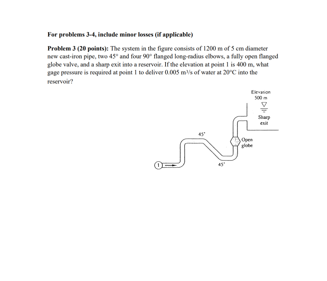 Solved by an EXPERT For problems 3-4, ﻿include minor losses (if | Chegg.com