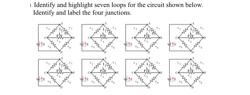 Solved Identify and highlight seven loops for the circuit | Chegg.com