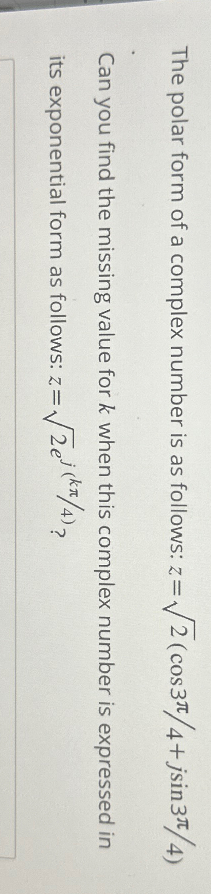 Solved The polar form of a complex number is as follows: | Chegg.com