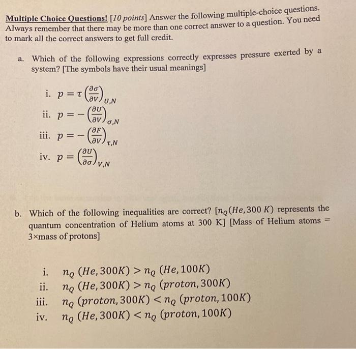 Solved Multiple Choice Questions! [10 points ] Answer the | Chegg.com