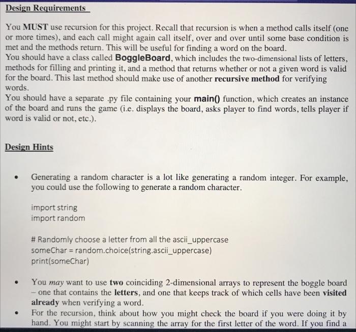 Solved Project Objectives - Using recursion to solve a | Chegg.com
