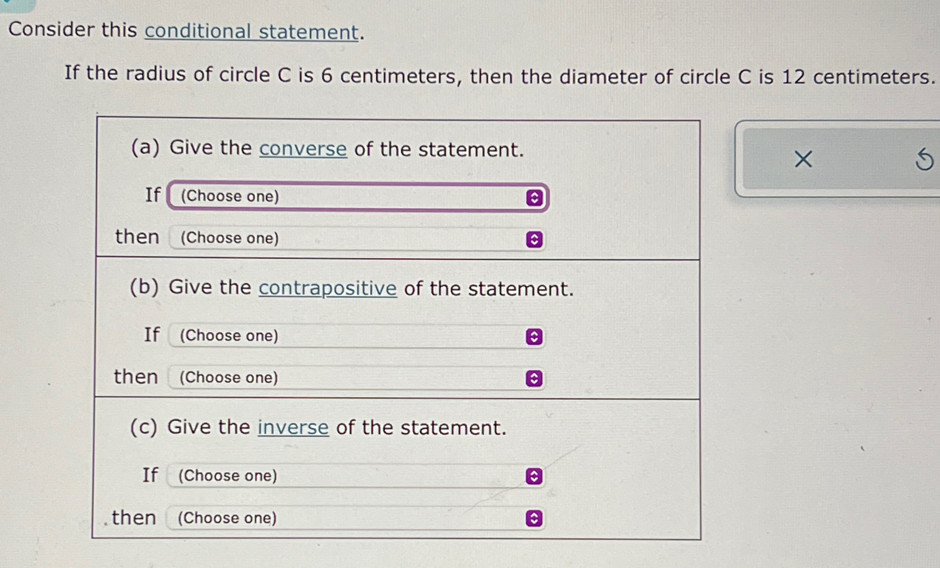 Solved Consider this conditional statement.If the radius of | Chegg.com