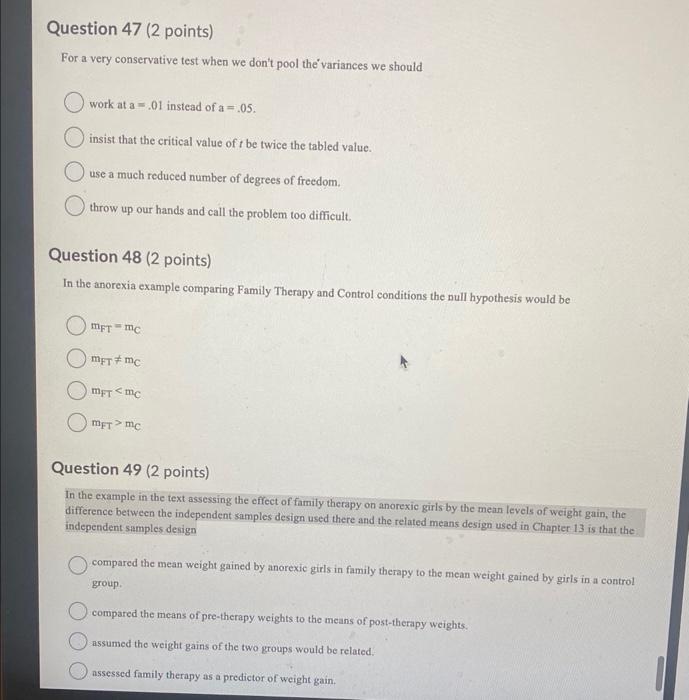 Solved For a very conservative test when we don't pool the | Chegg.com