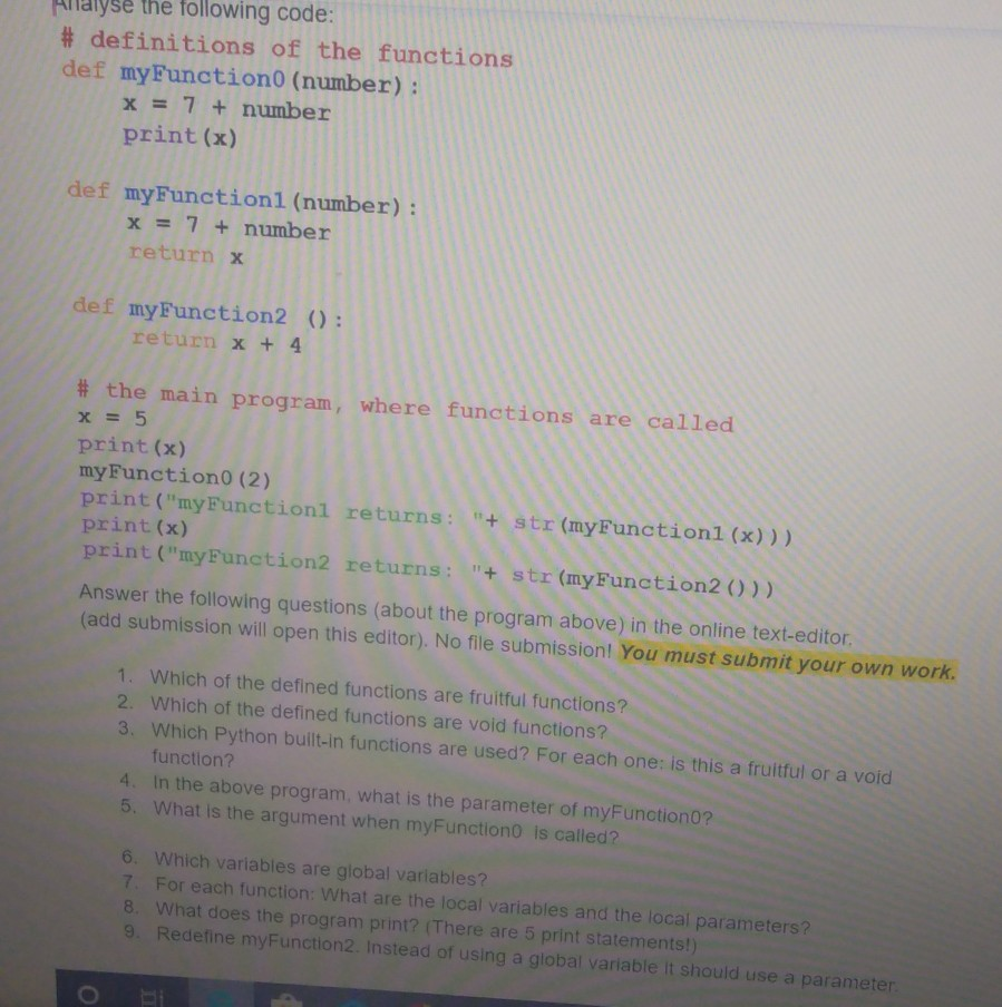 Solved Analyse the following code: # definitions of the | Chegg.com