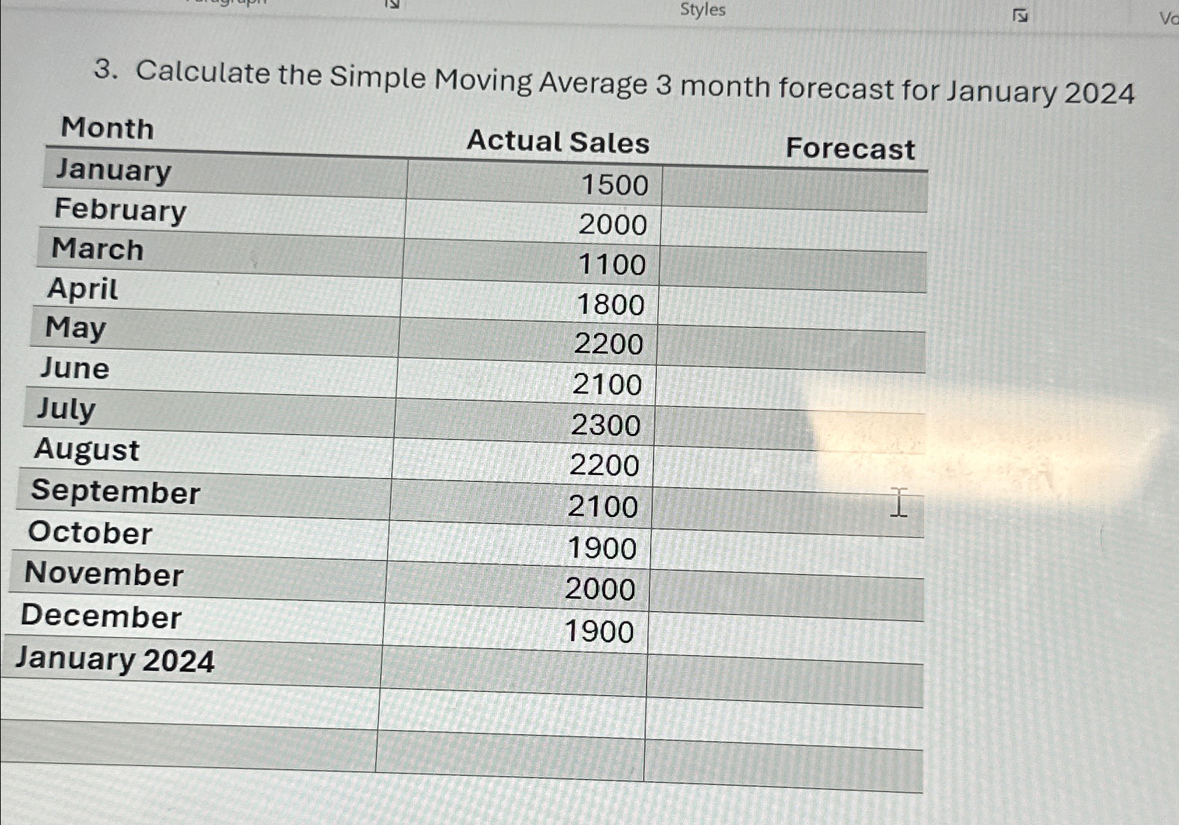 Solved Calculate the Simple Moving Average 3 ﻿month forecast | Chegg.com