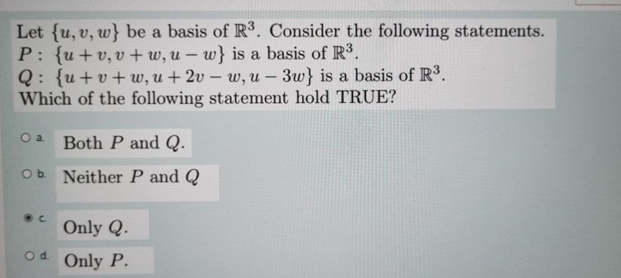 Solved Let {u,v,w} be a basis of R3. Consider the | Chegg.com Solved Let {u,v,w} be a basis of R3. Consider the | Chegg.com