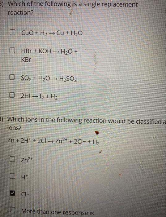 Solved 3) Which of the following is a single replacement | Chegg.com