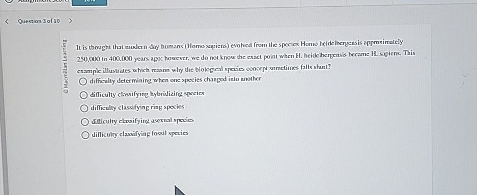 Solved Question 3 ﻿of 10It is thought that modern-day humans | Chegg.com