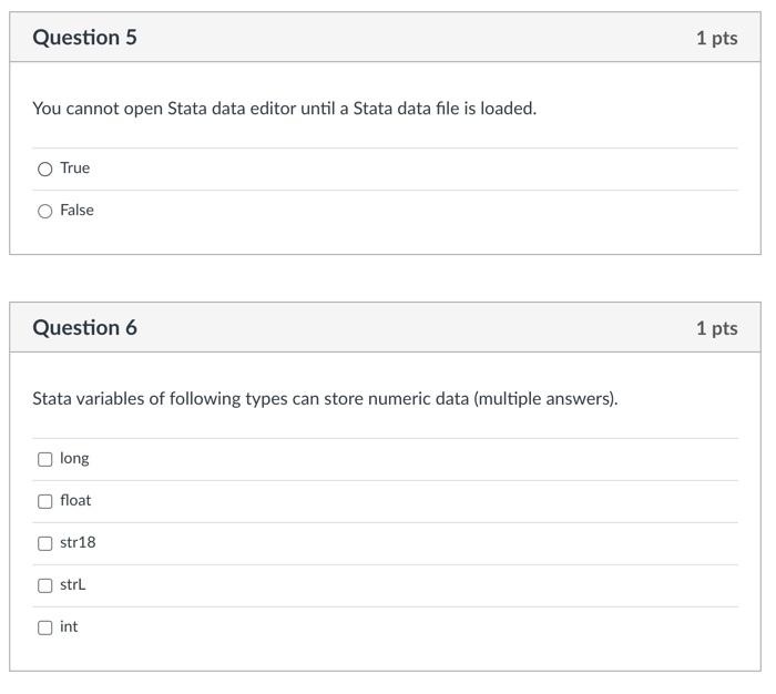 Solved Question 5 1 pts You cannot open Stata data editor | Chegg.com