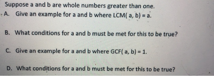 Solved Suppose a and b are whole numbers greater than one. - | Chegg.com