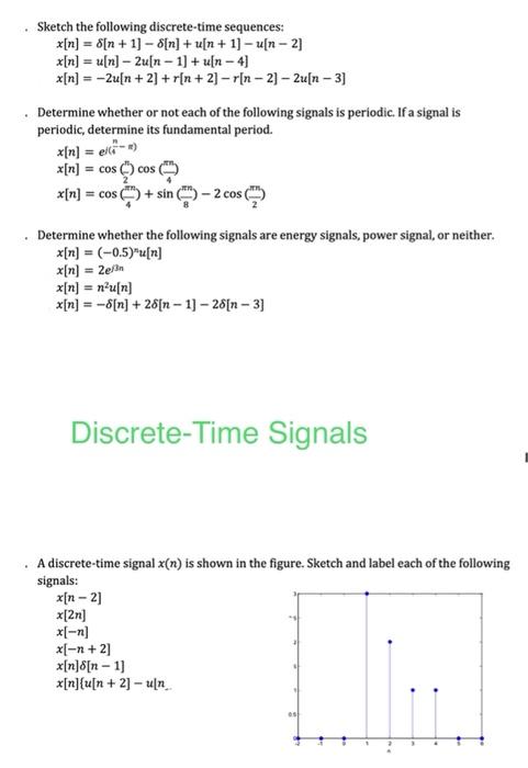 Solved Sketch the following discrete-time sequences: | Chegg.com