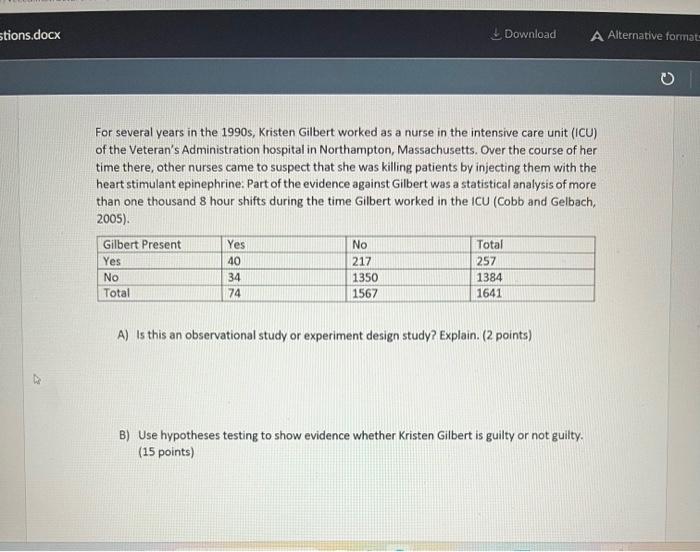 Solved For several years in the 1990s, Kristen Gilbert | Chegg.com