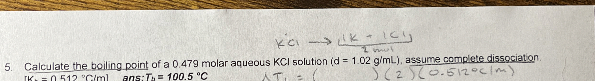 Solved Calculate the boiling point of a 0.479 ﻿molar aqueous | Chegg.com