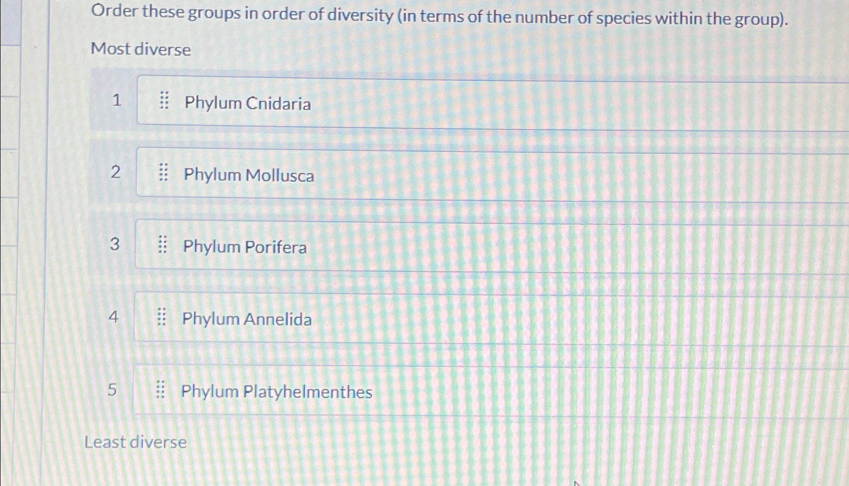 Solved Order these groups in order of diversity (in terms of | Chegg.com