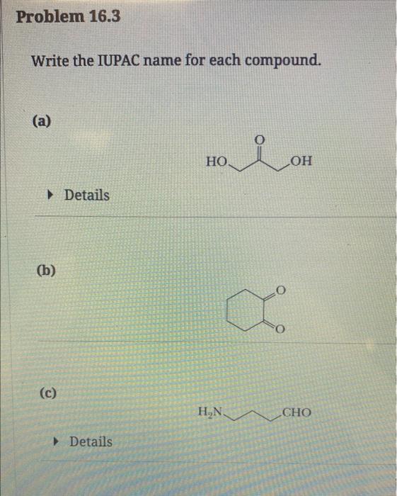 Solved Write the IUPAC name for each compound. (a) Details | Chegg.com