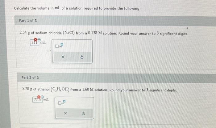 Solved Calculate the volume in mL of a solution required to | Chegg.com